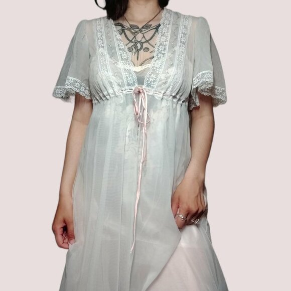 dreamaway | Intimates & Sleepwear | Vintage Sheer White Night Gown ...